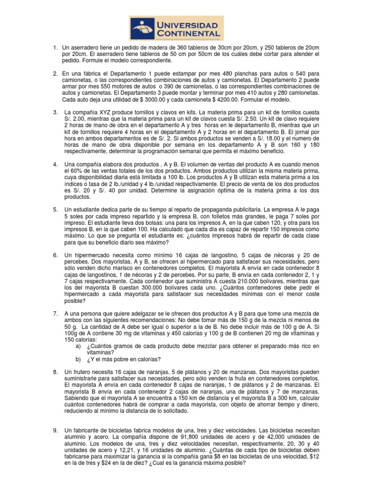 Ejercicios de Programación Lineal | PDF | Inventario | Aluminio