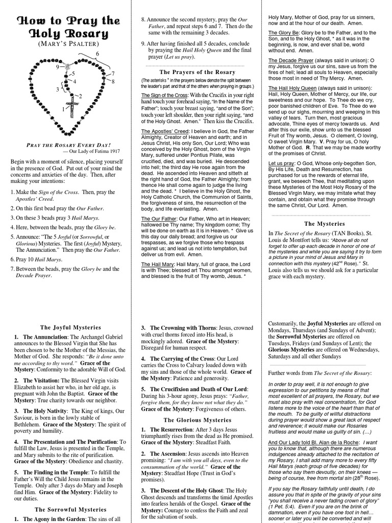 How To Pray The Holy Rosary+ | PDF | Rosary | Mary, Mother Of Jesus