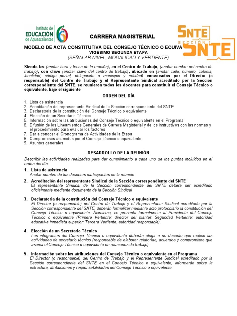Modelo de Acta Del CT E XXII | PDF | Gobierno
