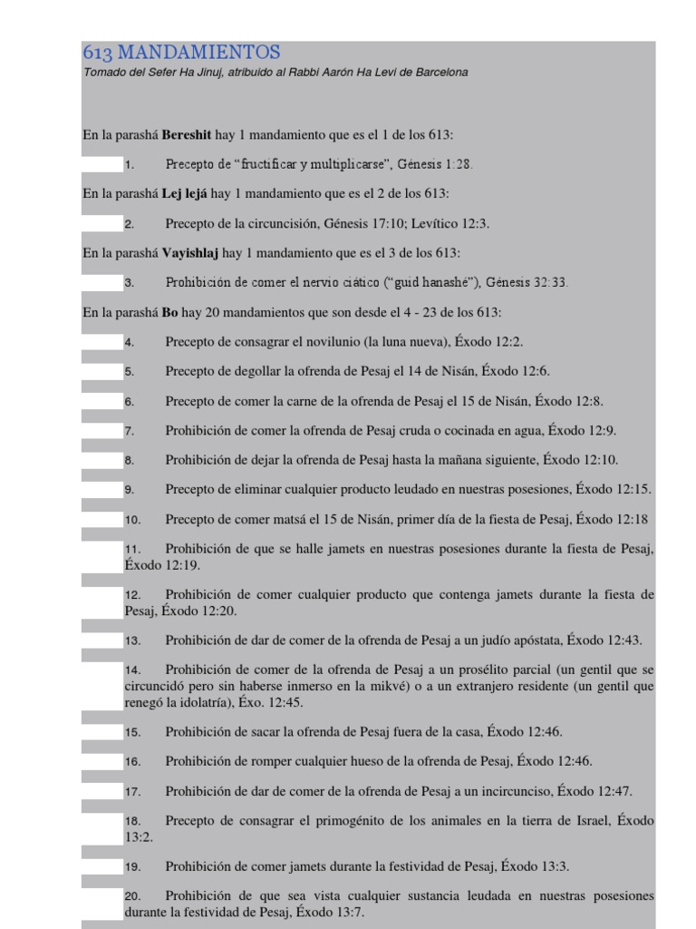 LOS 613 Mandamientos | PDF | Sucot | Pascua
