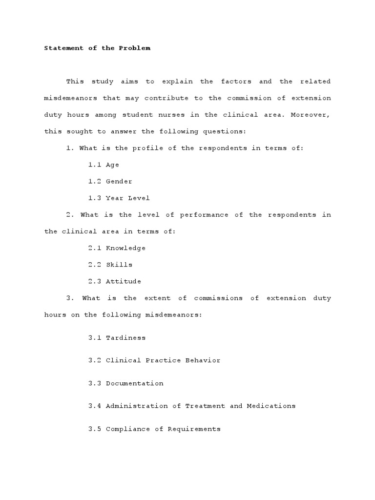 Statement of The Problem | PDF