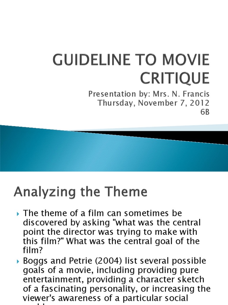 Guide To Movie Critique | PDF | Plot (Narrative) | Stereotypes