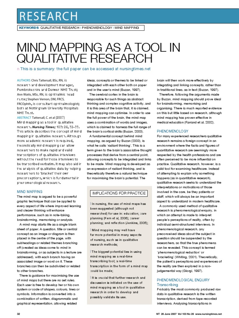 070626mind Mapping As A Tool in Qualitative Research | PDF ...
