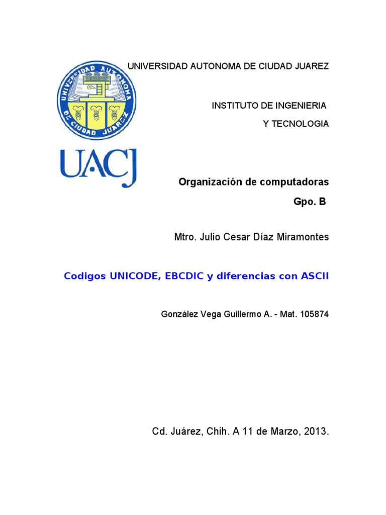 Codigos Unicode y EBCDIC | PDF | Codificación de caracteres ...