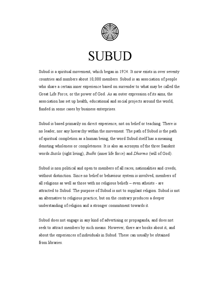 Subud | PDF | Spirituality | Religious Behaviour And Experience