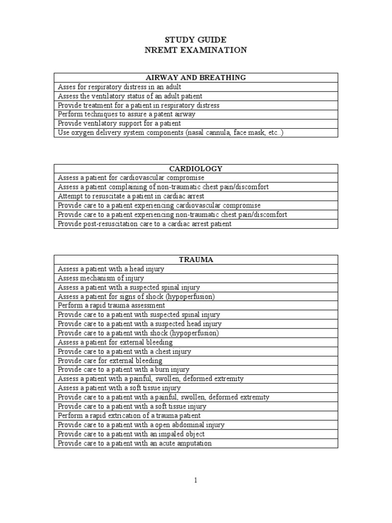 Study Guide NREMT | PDF | Shock (Circulatory) | Emergency