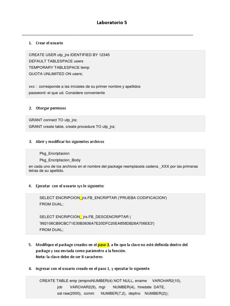 Lab5 Encriptacion | PDF | SQL | Datos