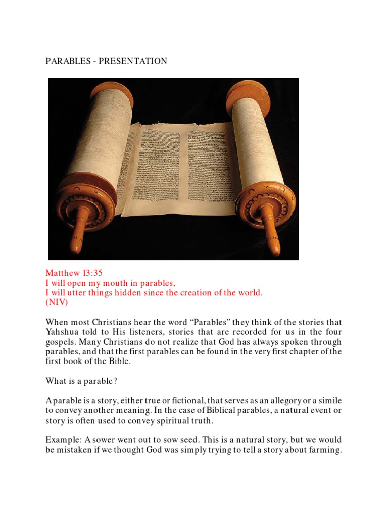 Exploring God's Use of Parables Throughout Scripture and the Calling of ...