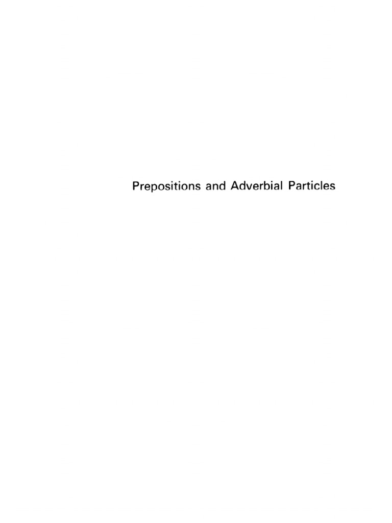Prepositions and Adverbial Particles | PDF