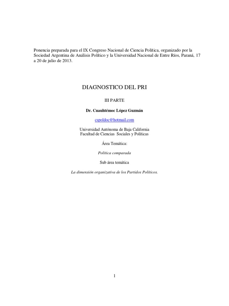Análisis de la evolución del PRI de partido hegemónico a predominante y ...