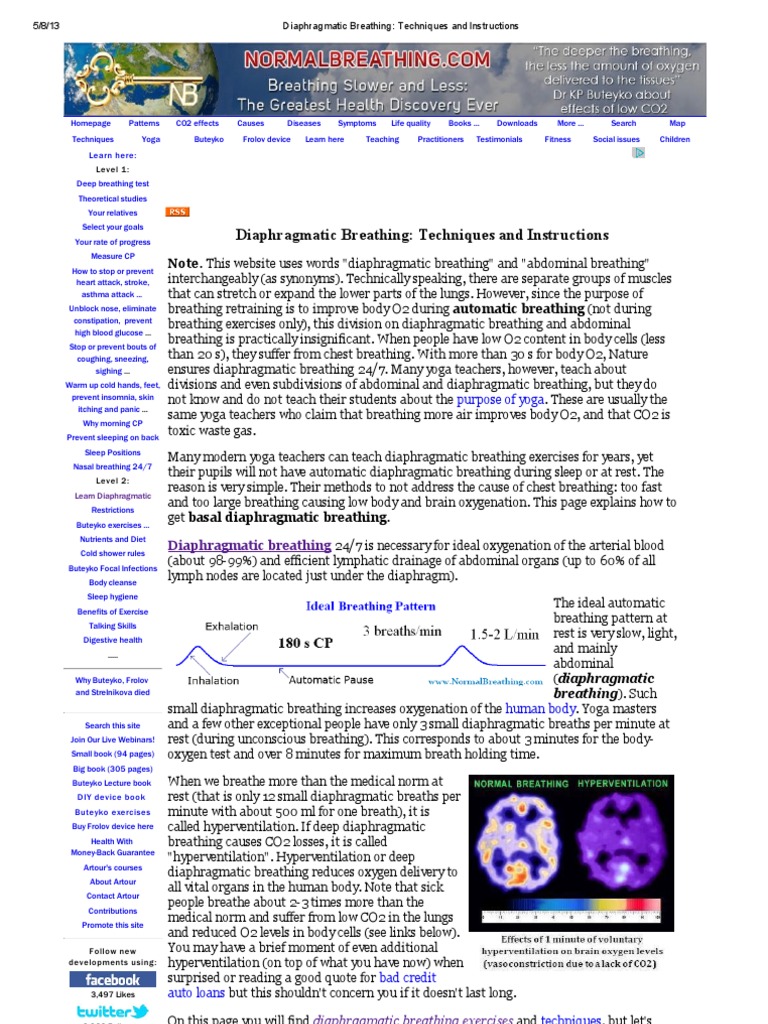 Diaphragmatic Breathing Techniques And Instructions Pdf Breathing