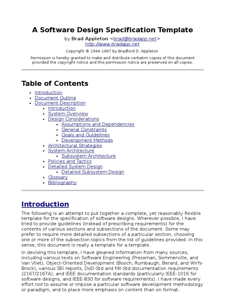 SDS Template | Component Based Software Engineering | System