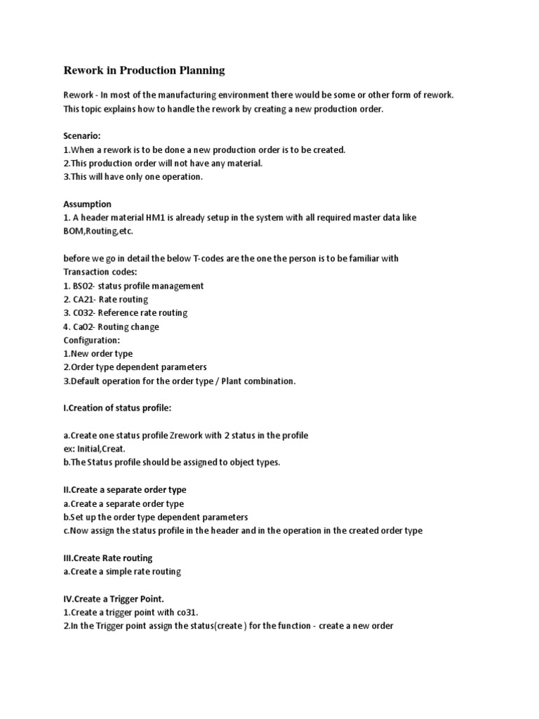 Rework in Production Planning | Parameter (Computer Programming ...