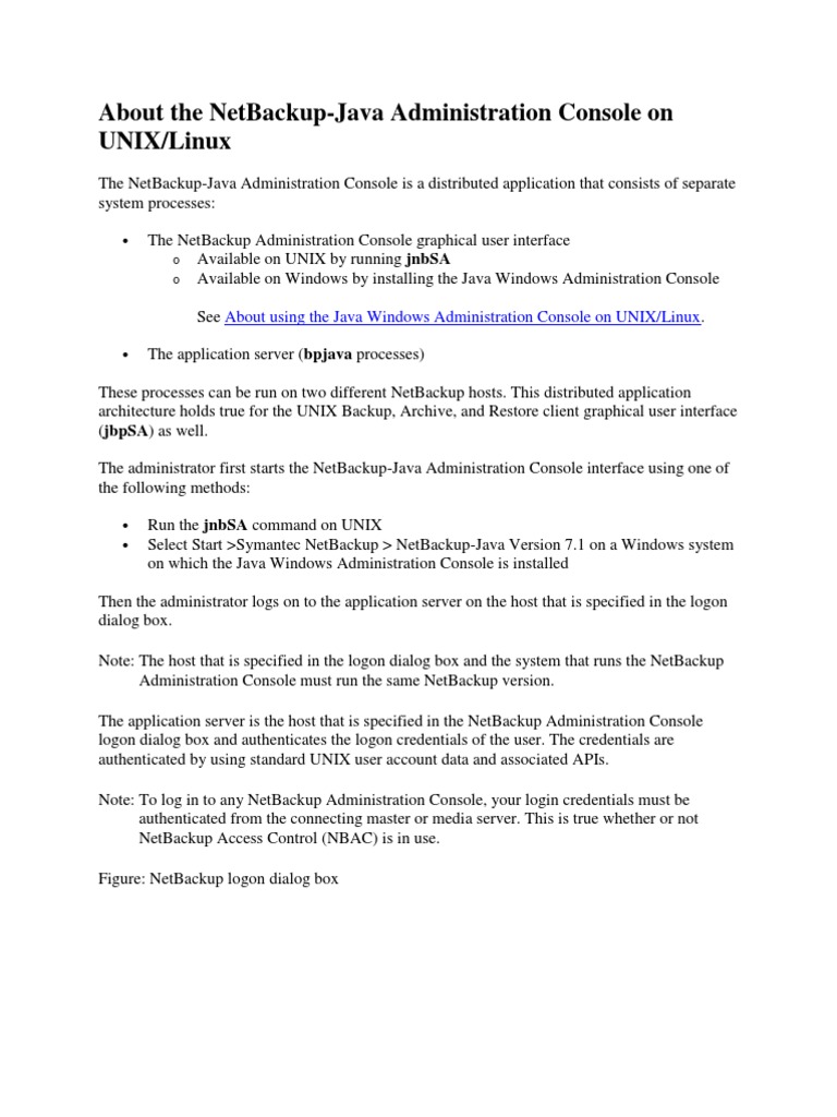 About The Netbackup Java Administration Console On Unix Pdf Command Line Interface Login
