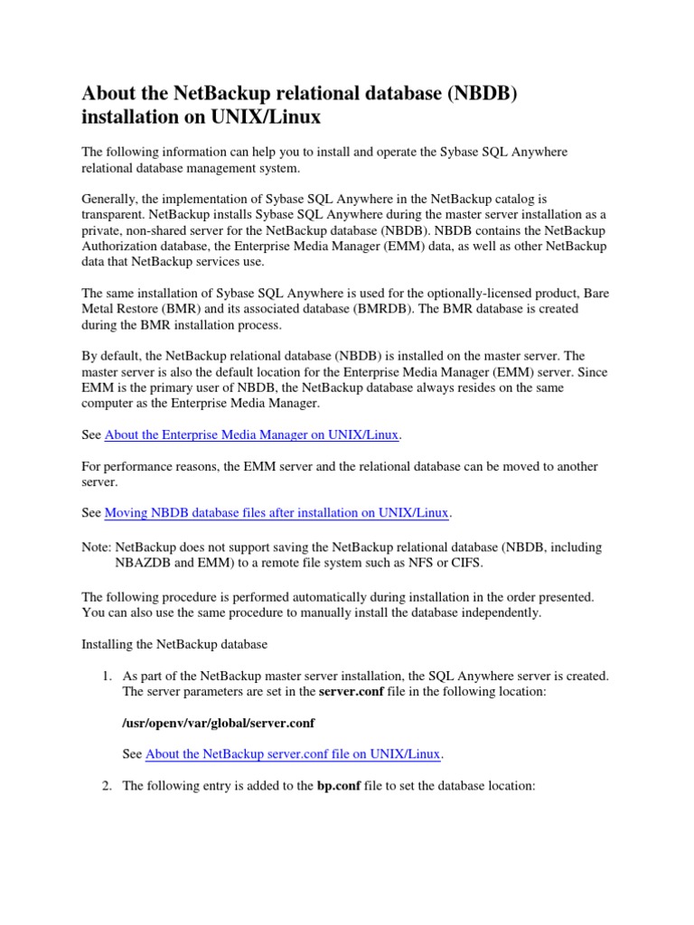 About The NetBackup Relational Database | PDF | Databases | Server (Computing)
