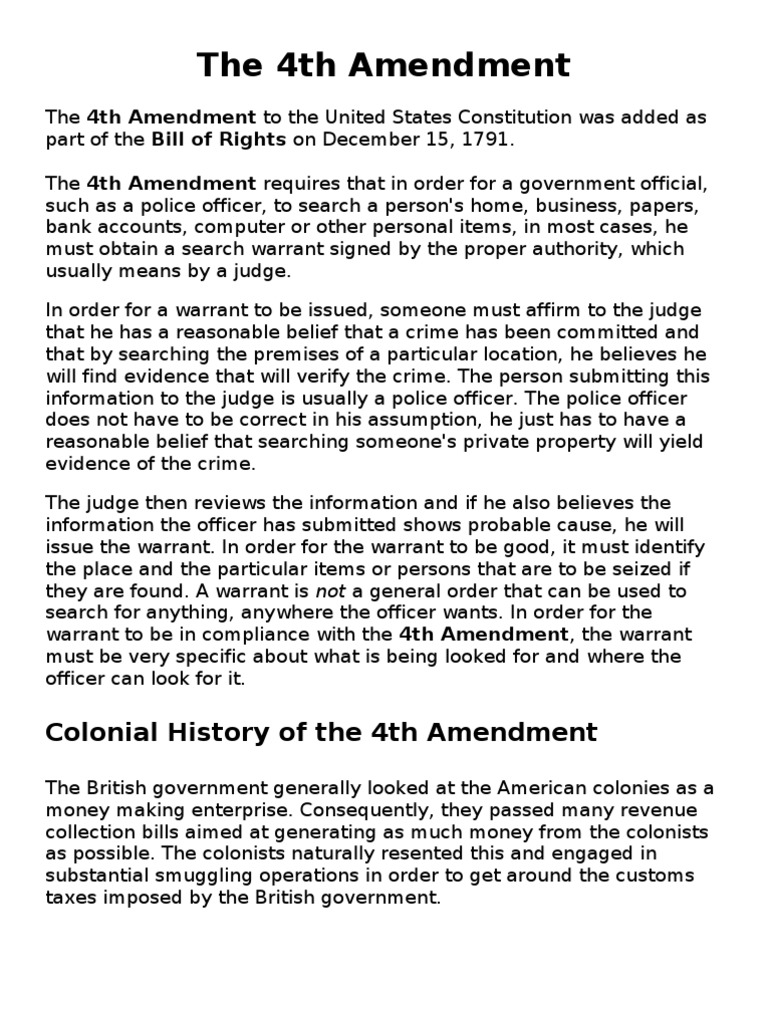 Fourth Amendment History | PDF | Fourth Amendment To The United States ...