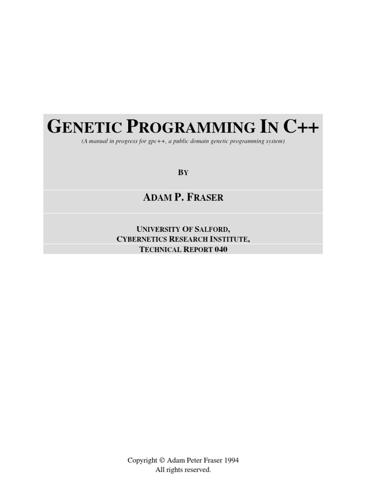 Genetic Programming in C++ | PDF | Subroutine | Pointer (Computer Programming)