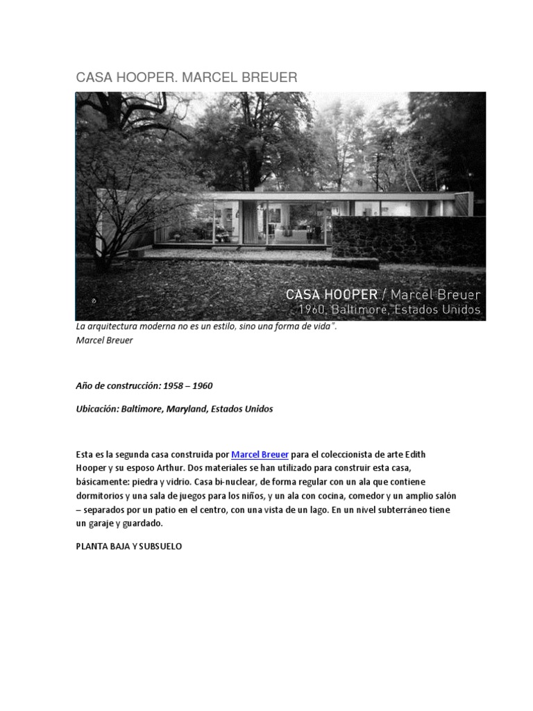 Casa Hooper de Marcel Breuer | PDF | Ciencias sociales | Hogar ...