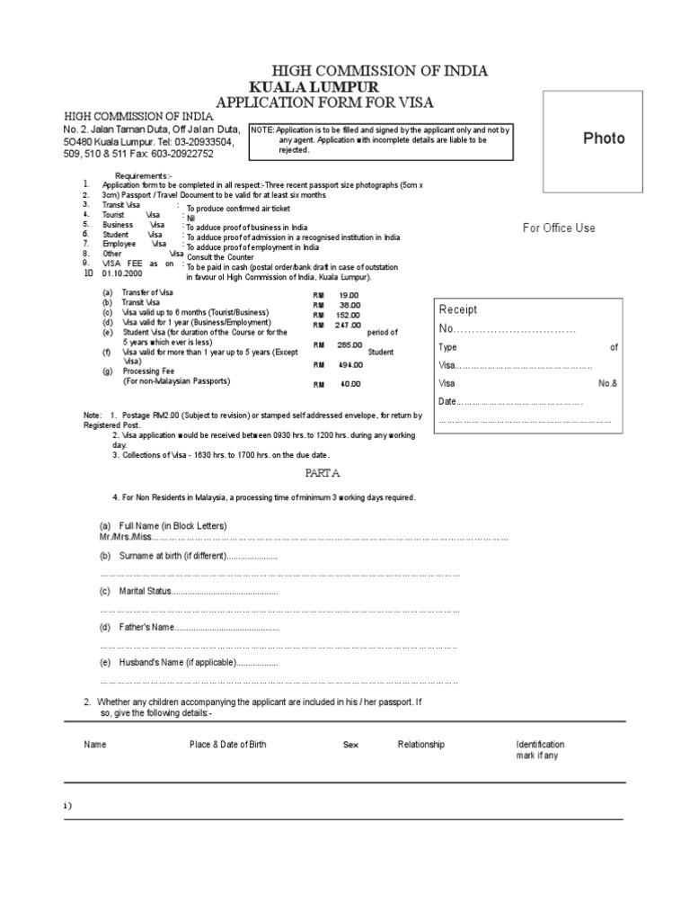 Indian Visa Application Form | PDF | Travel Visa | Government And ...