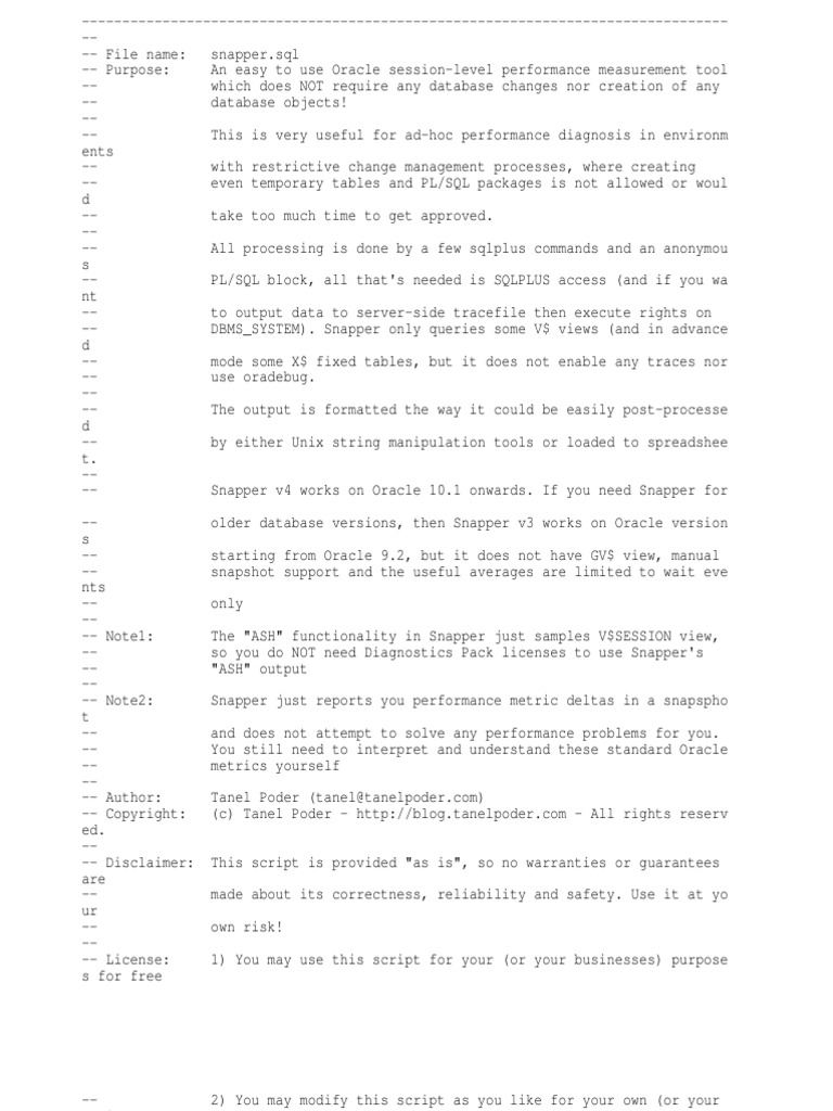 Snapper SQL | Download Free PDF | Oracle Database | Parameter (Computer Programming)