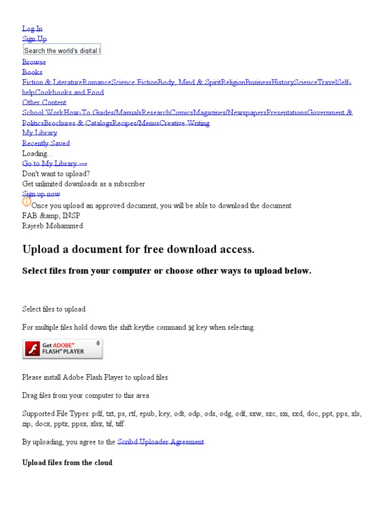 Upload A Document For Free Download Access.: Select Files From Your Computer or Choose Other ...