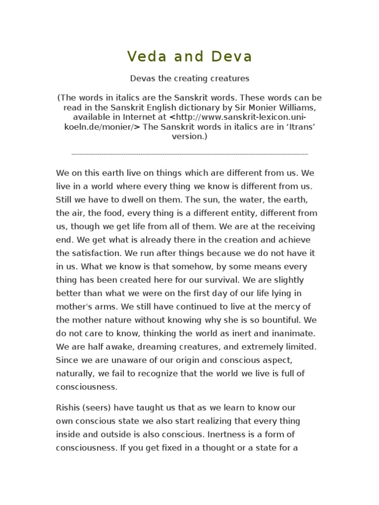 Veda and Deva | PDF | Plane (Esotericism) | Deities