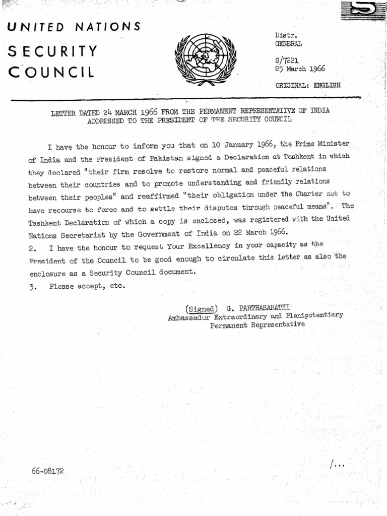 Tashkent Declaration | PDF | India–Pakistan Relations | Pakistan