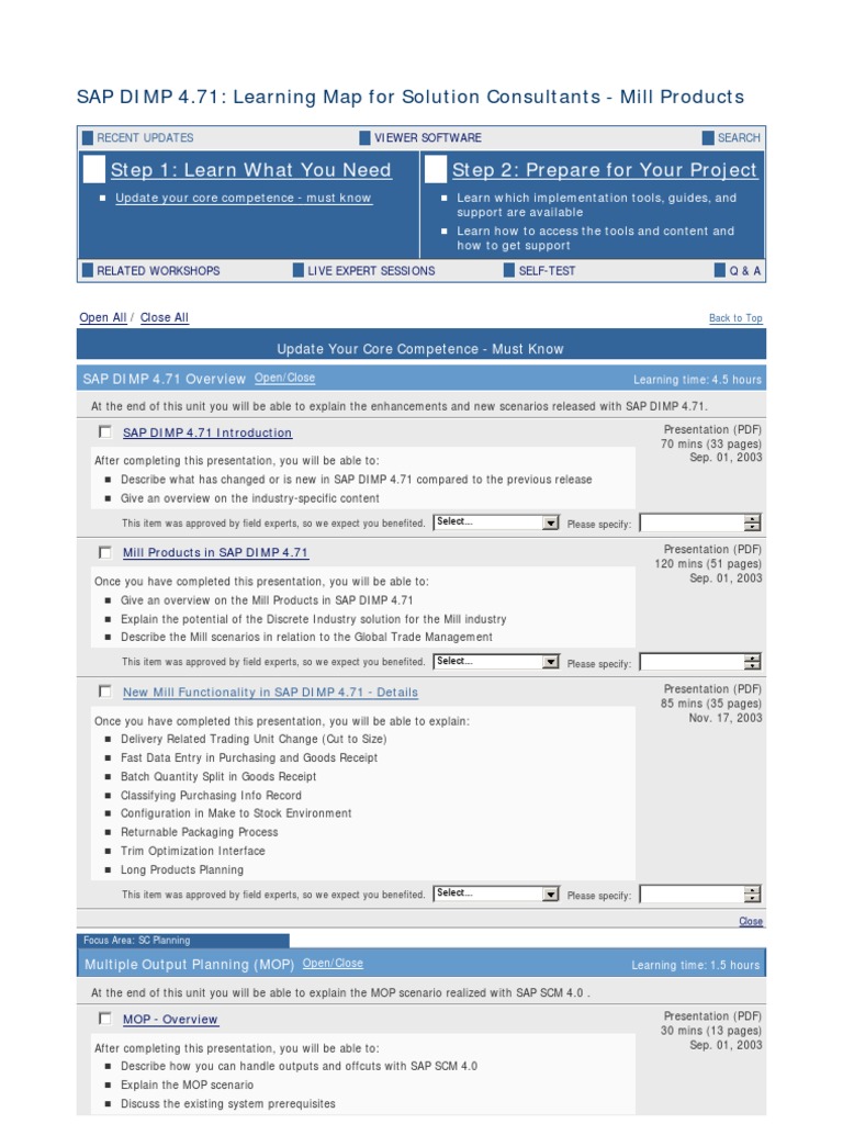 SAP DIMP 4.71 Learning Map For Solution Consultants | Download Free PDF ...
