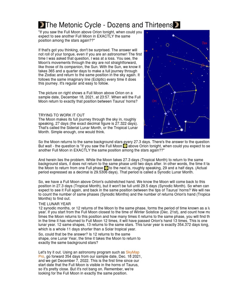 Anonymous (2003) - Metonic Cycle (5 P.) | PDF | Moon | Planets Of The ...