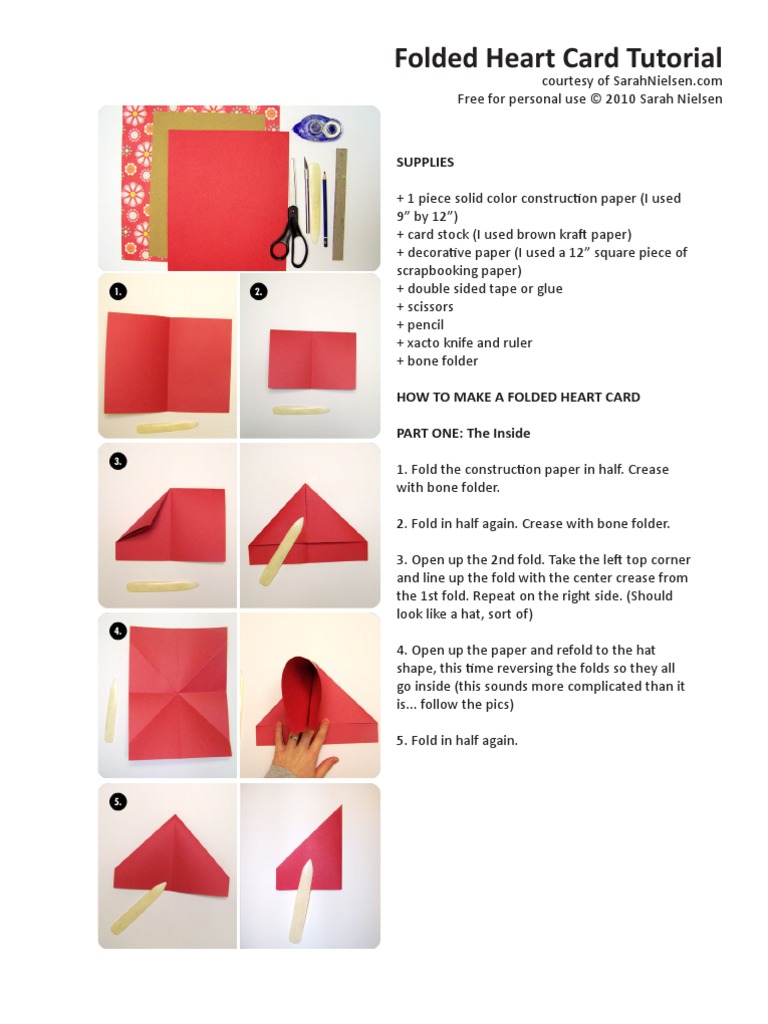 Folded Heart Card Tutorial | PDF | Home & Garden