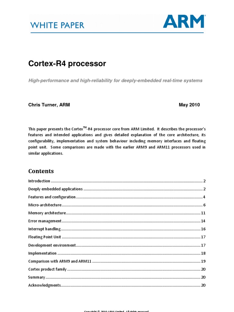 Cortex R4 White Paper | PDF | Cpu Cache | Arm Architecture
