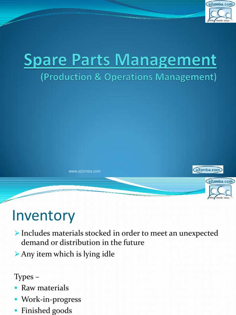 Spare Parts Management | PDF | Inventory | Forecasting
