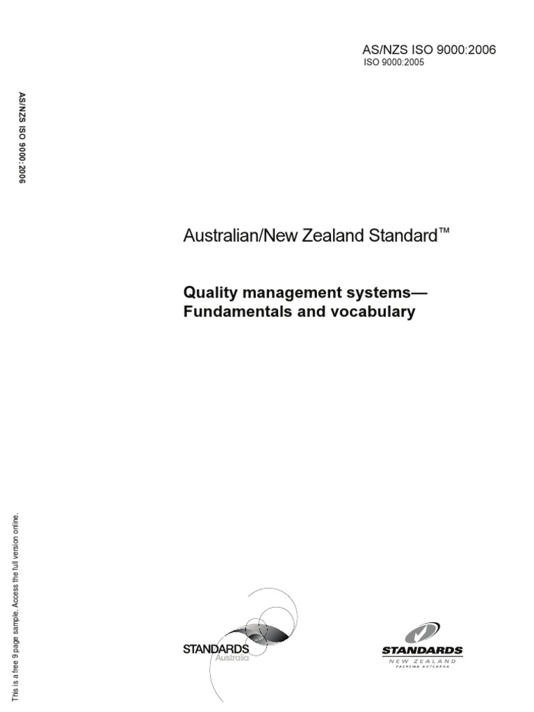 Australian Standard ISO 9000 | PDF | Quality Management | Quality ...