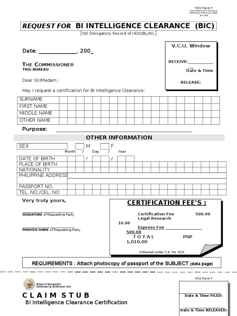 BI Intelligence Clearance Request Form | PDF