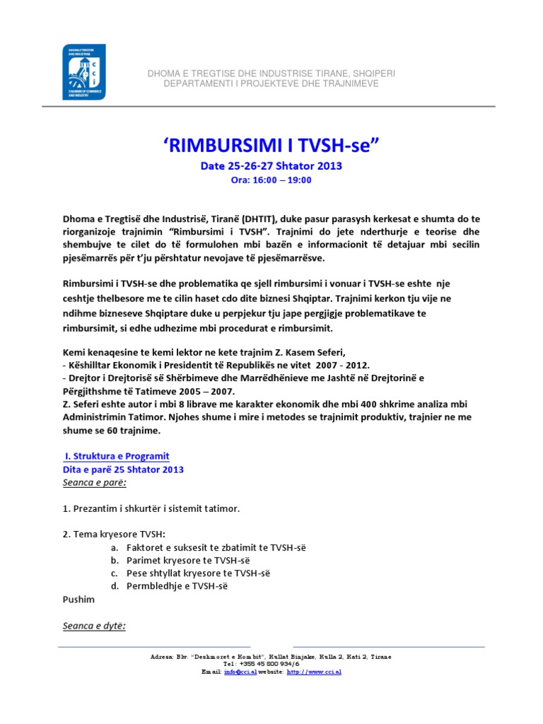 Programi - Rimbursimi I TVSH-Se | PDF