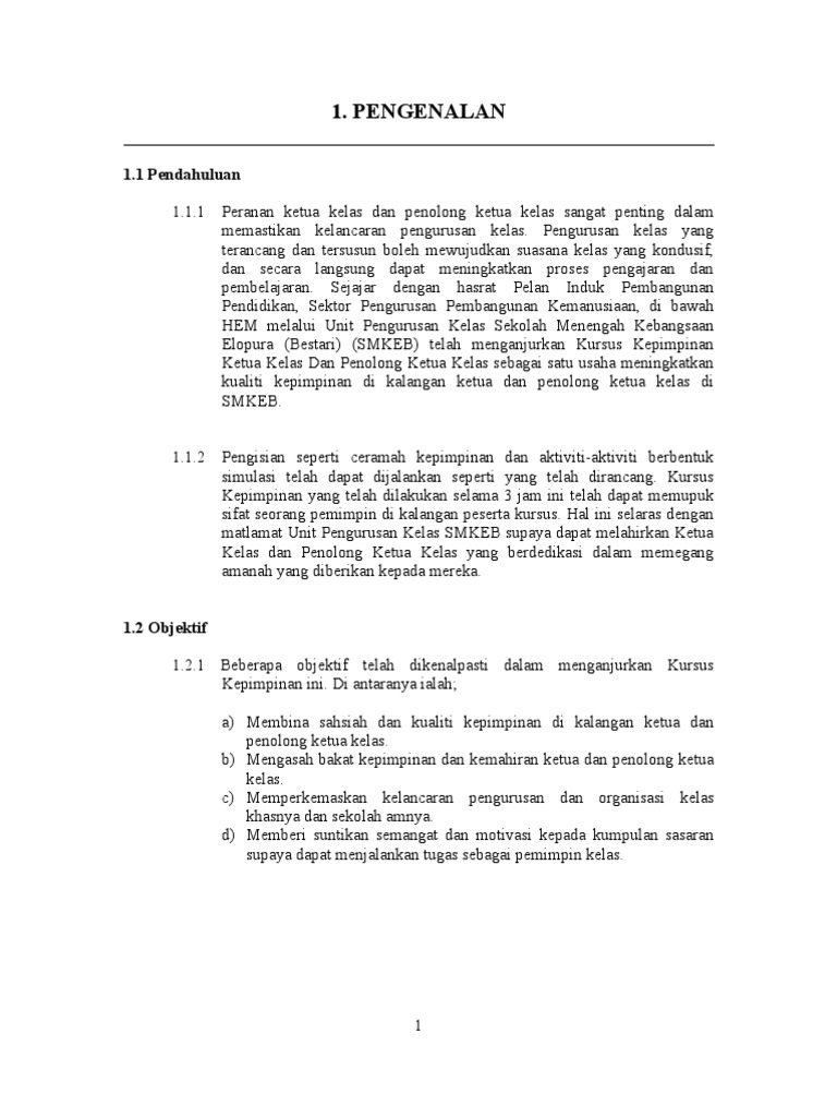 Laporan Kursus Kepimpinan Ketua | PDF