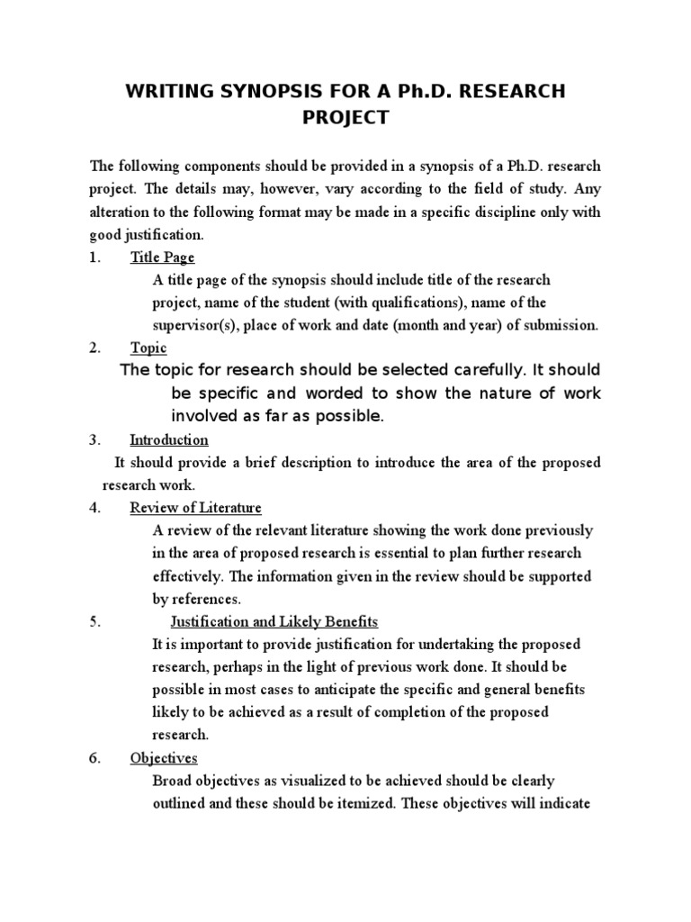 Guidelines For Synopsis & Thesis PHD | PDF | Thesis | Doctor Of Philosophy