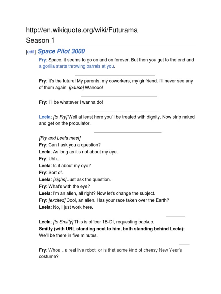 Futurama Quotes From The Whole Series | PDF | Nature