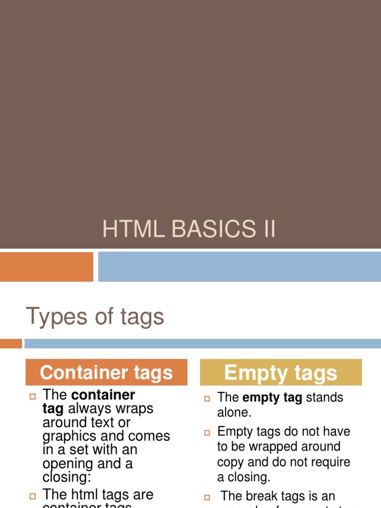 HTML Basics II - 2Q | Download Free PDF | Html Element | Html