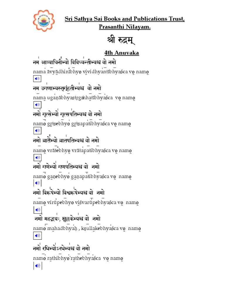 Rudram 4th Anuvaka Audio | PDF