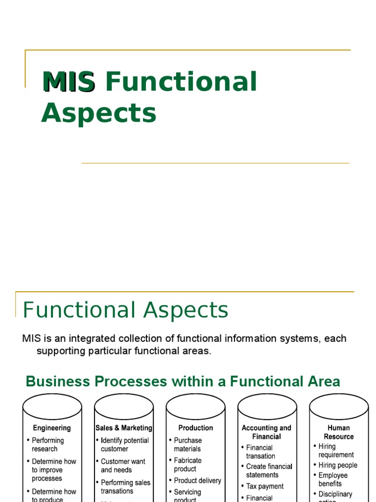 Functional Aspects of Management Information Systems | PDF | Sales ...