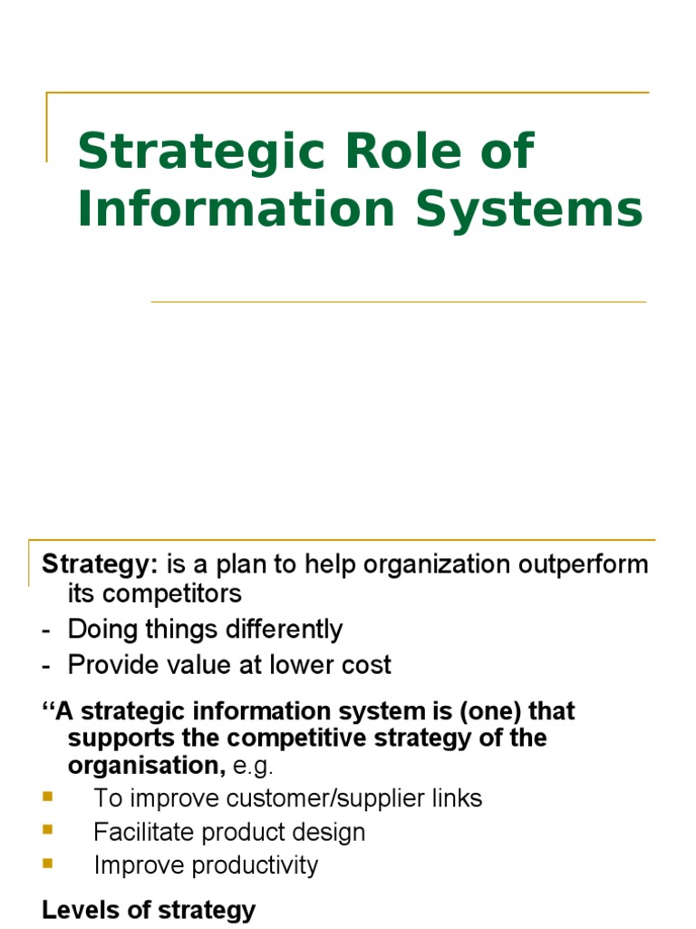 Strategic Role of Information Systems | PDF | Strategic Management ...