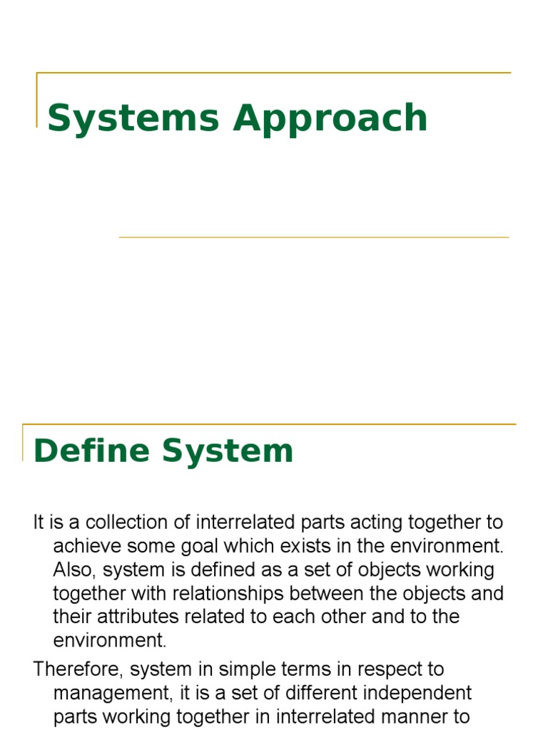 Systems Approach | PDF | System | Strategic Management