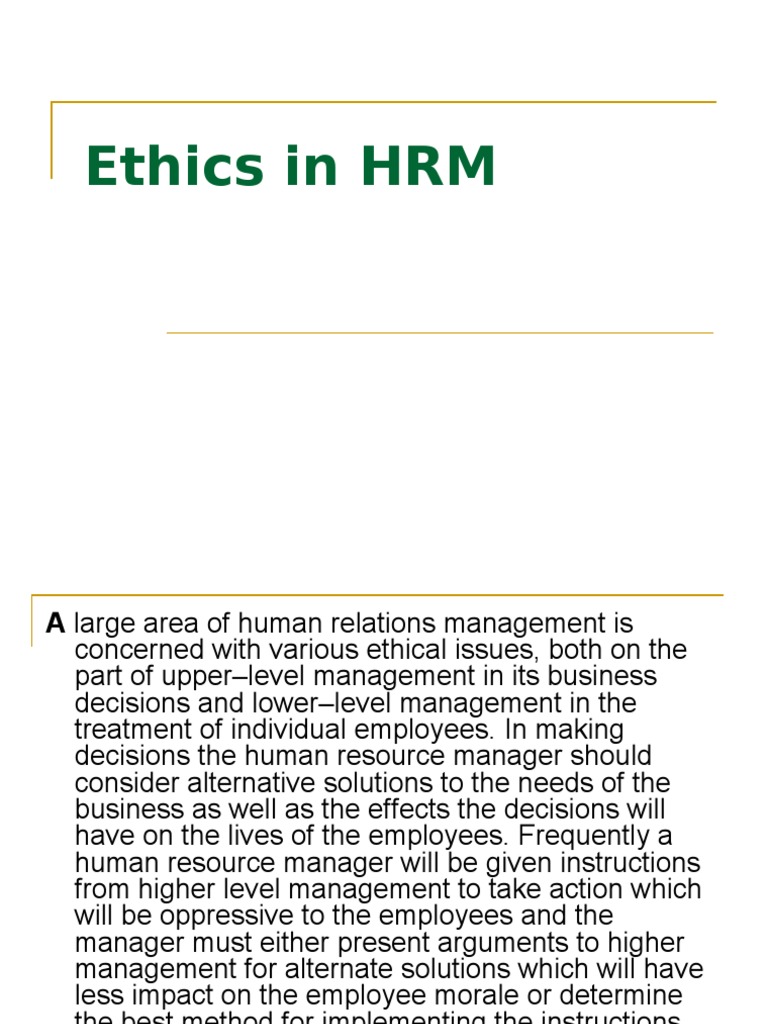 Ethics in HRM | Human Resource Management | Performance Appraisal