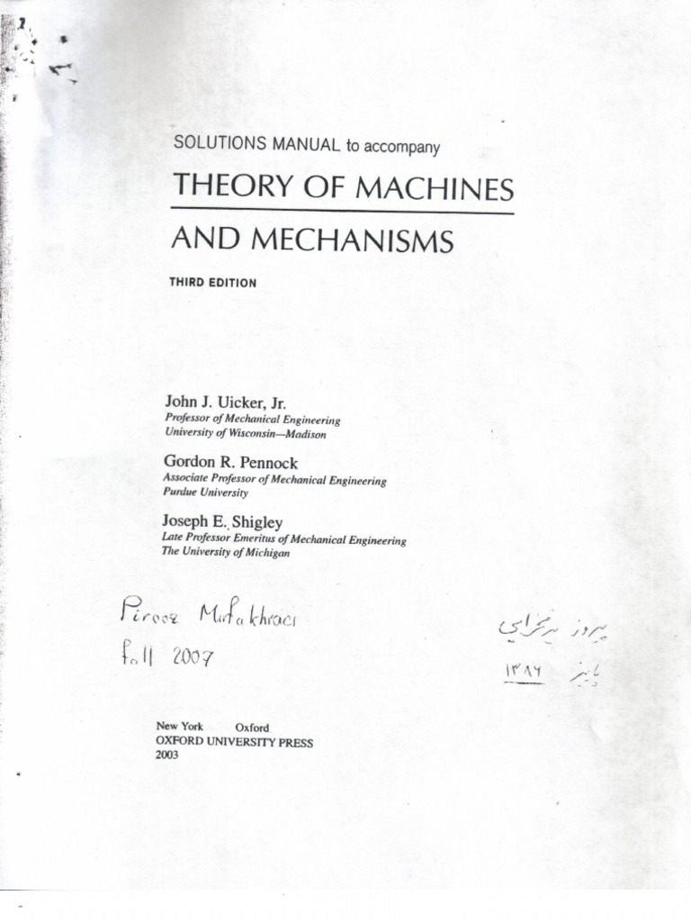 Theory of Machines and Mechanisms | PDF
