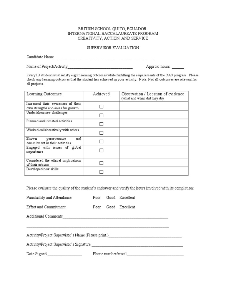 2013-2014 Supervisor Evaluation Form | PDF