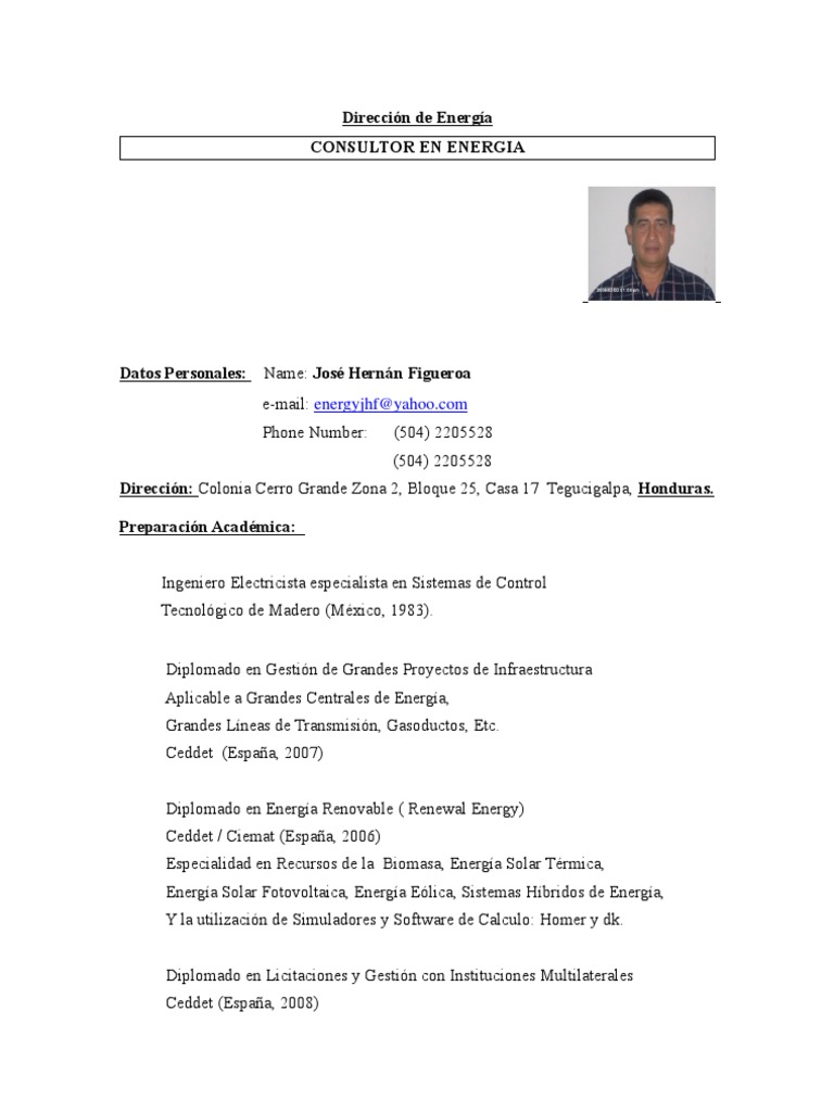 CURRICULUM VITAE, RESUME Jose Figueroa | PDF | Honduras | Generación ...