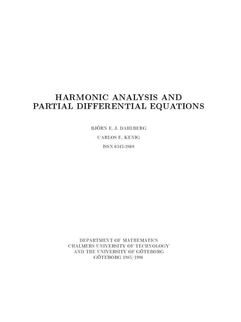 Dahlberg B.E.J., Kenig C.E. Harmonic Analysis and Partial Differential Equations (1996) (En ...