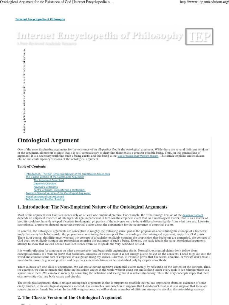 Ontological Argument For The Existence of God | PDF | Existence Of God ...
