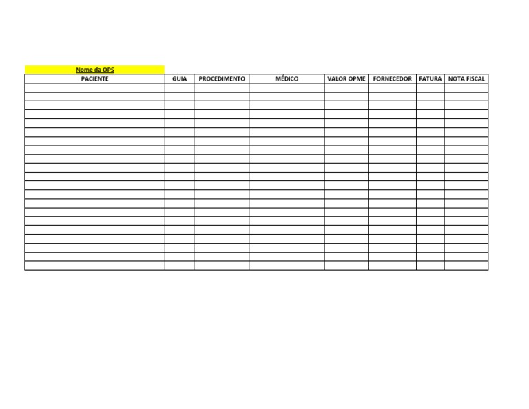 Planilha de Acompanhamento de OPME | PDF
